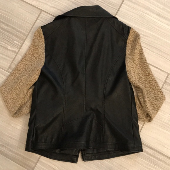 Daytrip | Jackets & Coats | Pleather Jacket With Sweater Sleeves | Poshmark